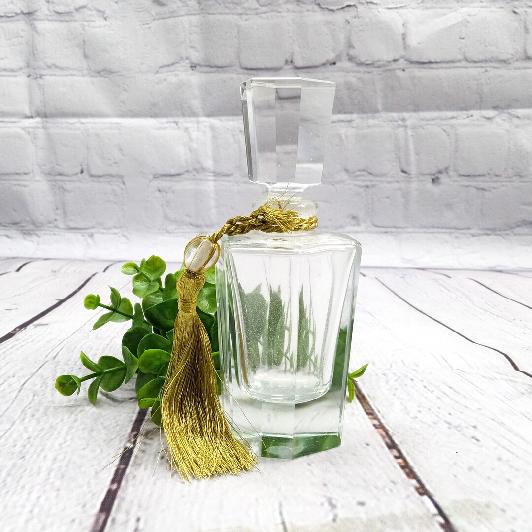 Vintage Balos Perfume Bottle, Clear Glass Bottle With Gold Tassel ...