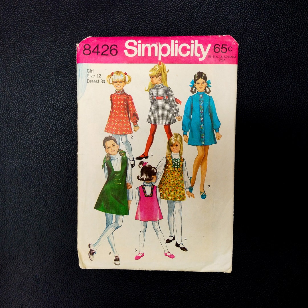 60s Vintage Simplicity Sewing Pattern 8426: Girls Dress & Jumper Size ...