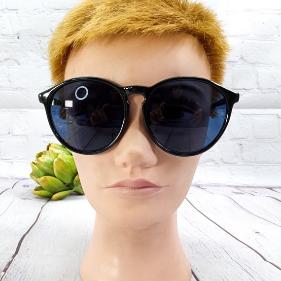 Large Round Sunglasses Black 90s Vintage Nos Sun Glas… Gem