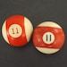 Vintage Pool Ball Number 11 Striped Red Single Billiard Ball Retro Home ...
