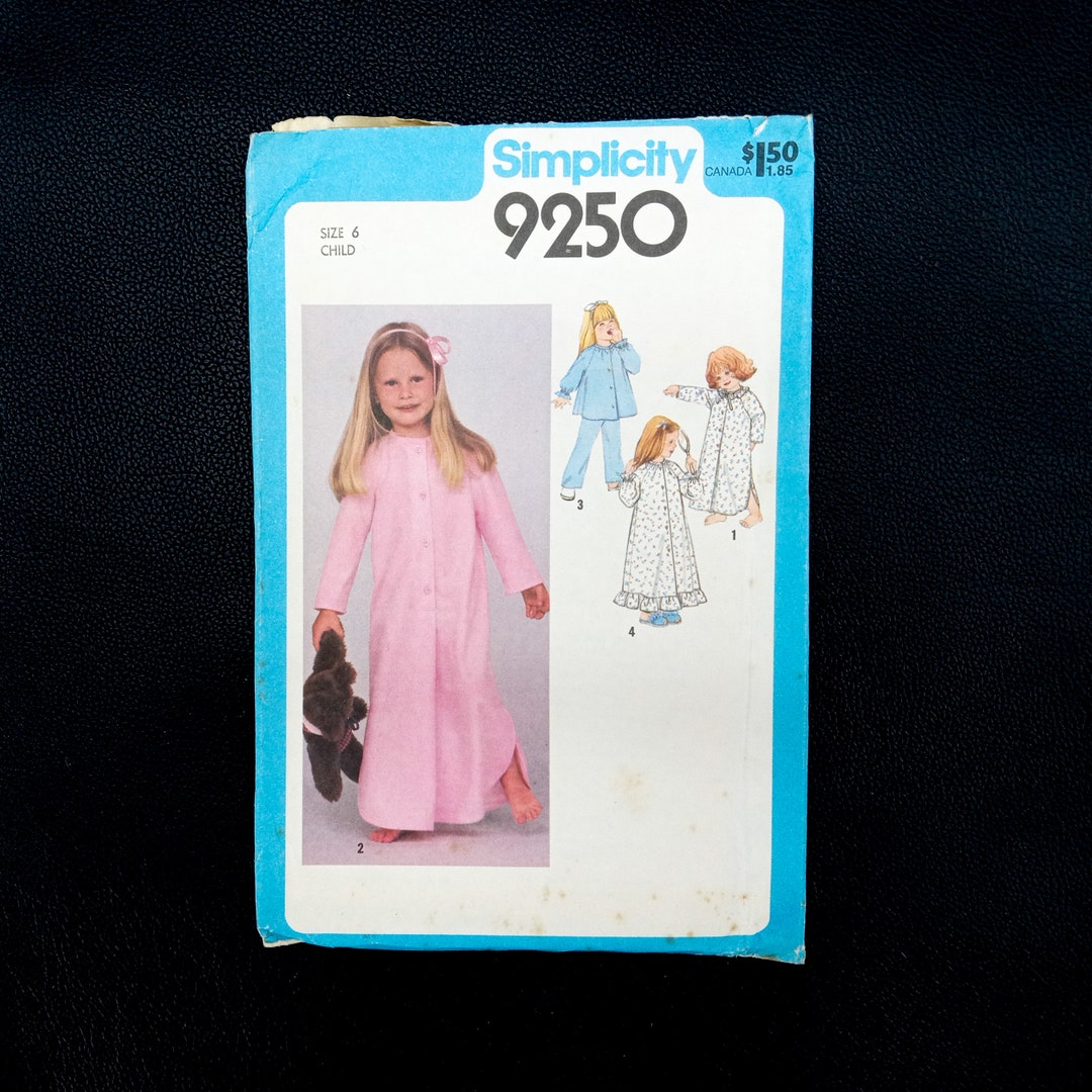 80s Vintage Simplicity Sewing Pattern 9250 Child/girls Nightgown ...