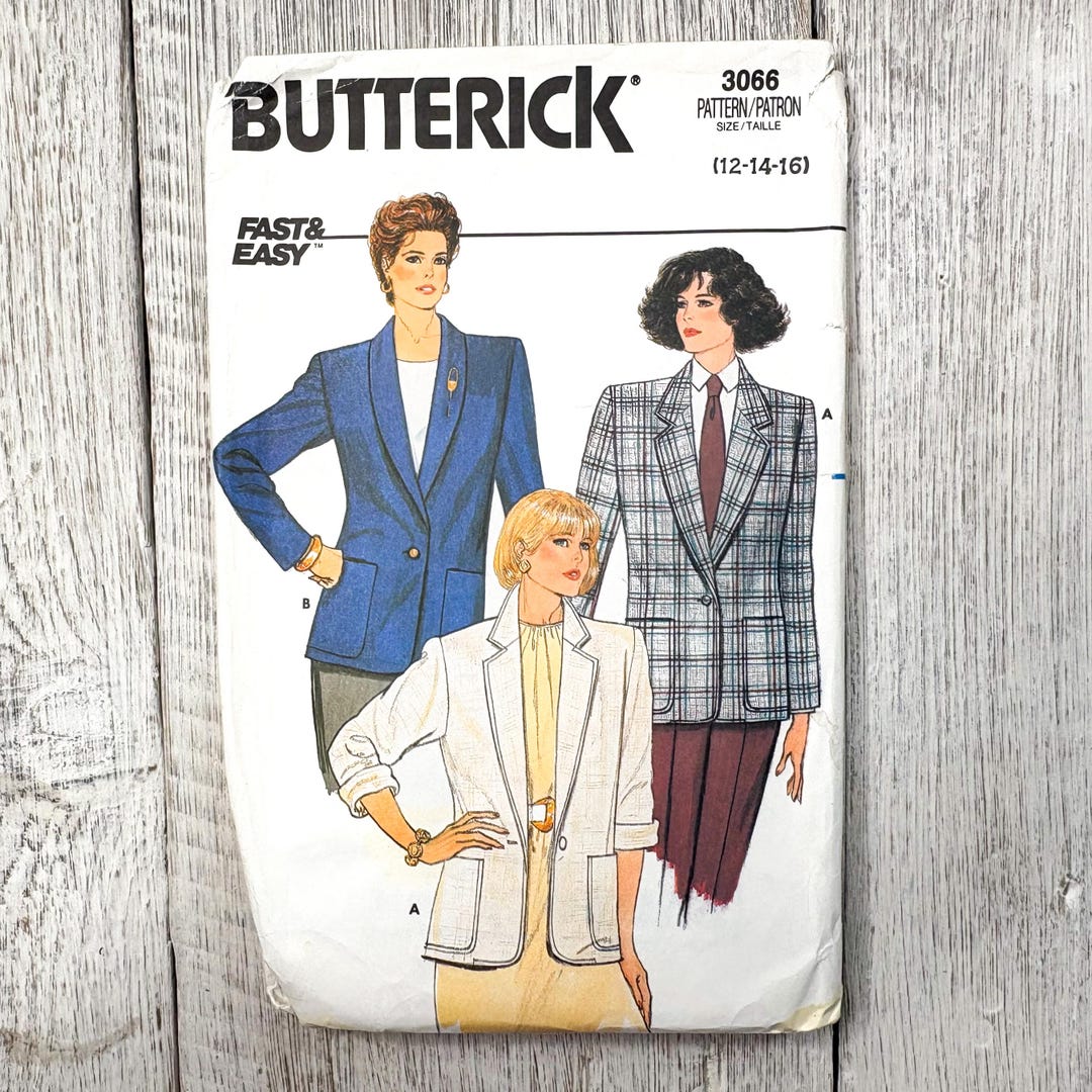 1980s Blazer Butterick Sewing Pattern 3066 - Etsy