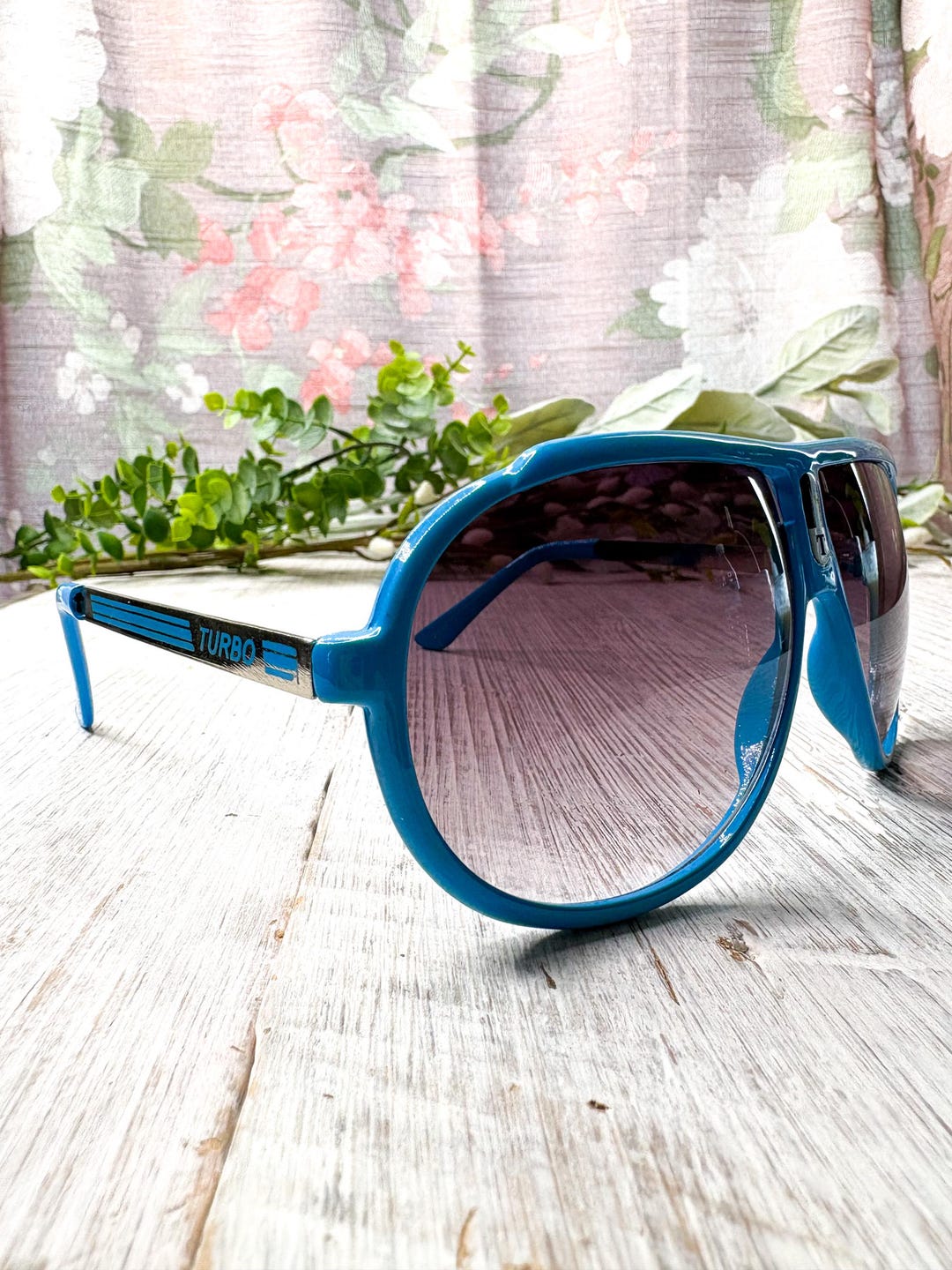 Bright Blue Turbo Sport Aviator Sunglasses: Oversized Frames With ...
