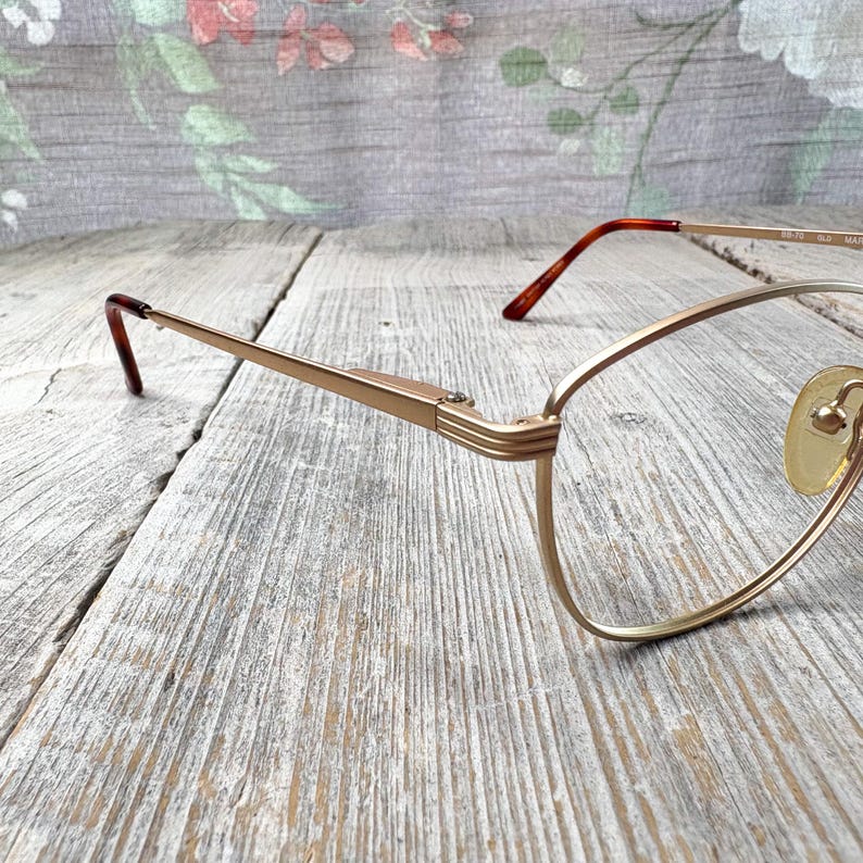 Matte Gold Square Glasses Frames: Vintage Bugle Boy Eyeglasses (NOS ...