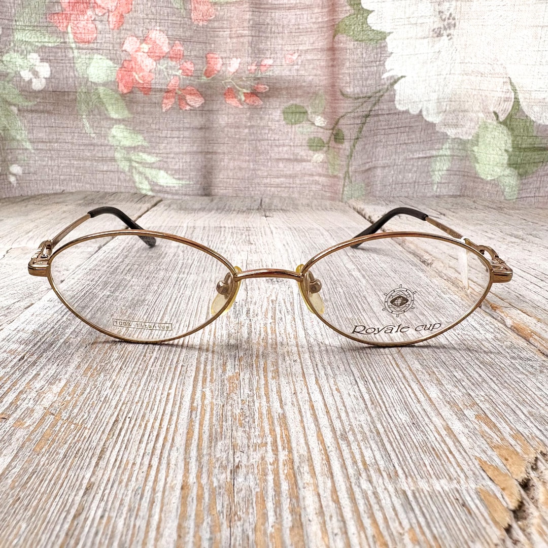 Vintage Oval Eyeglass Frames: Light Gold Women's Glasses 51[]17/137 ...