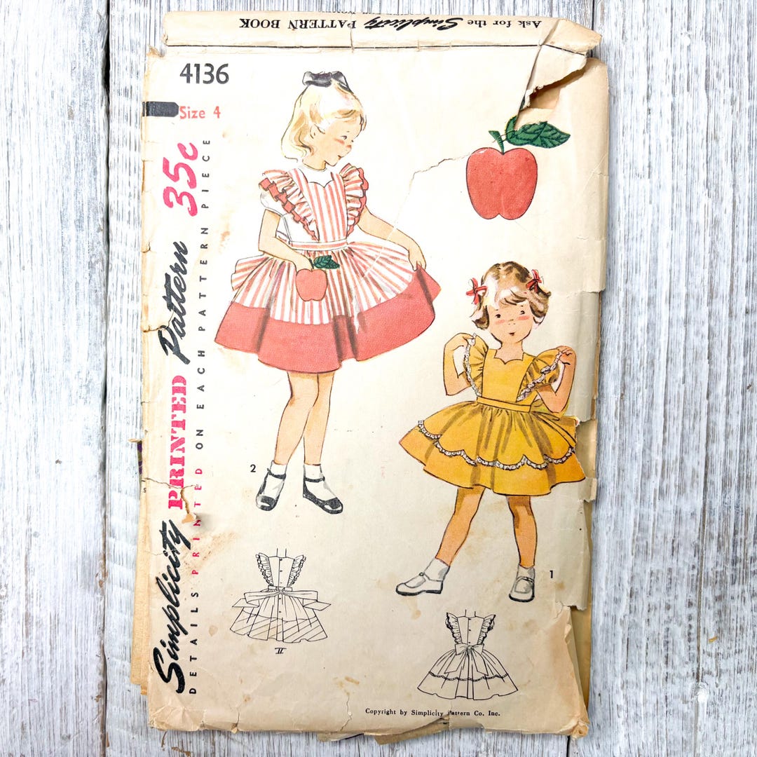 1940s Antique Sewing Pattern, Cut: Little Girls Dress (size 4) - Etsy