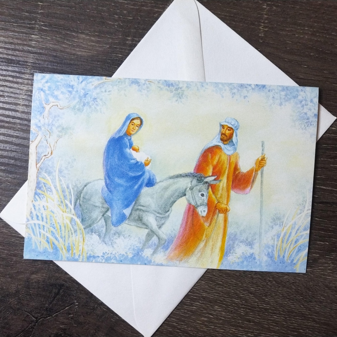 Nativity Christmas Card: Mary, Joseph & Baby Jesus - Etsy