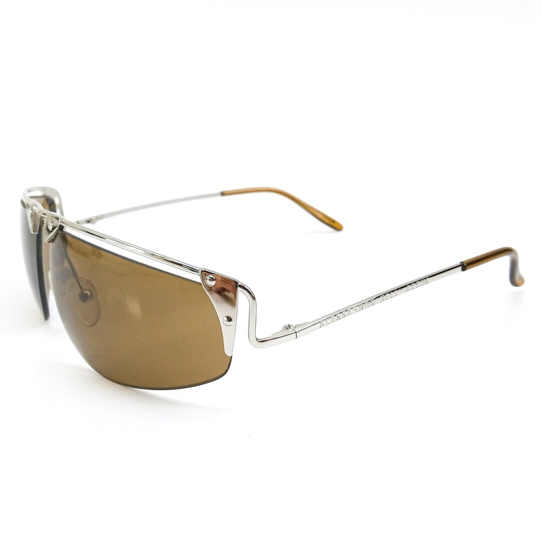 1990s Large Rimless Sunglasses Vintage Sunglasses Silver Retro Sun ...