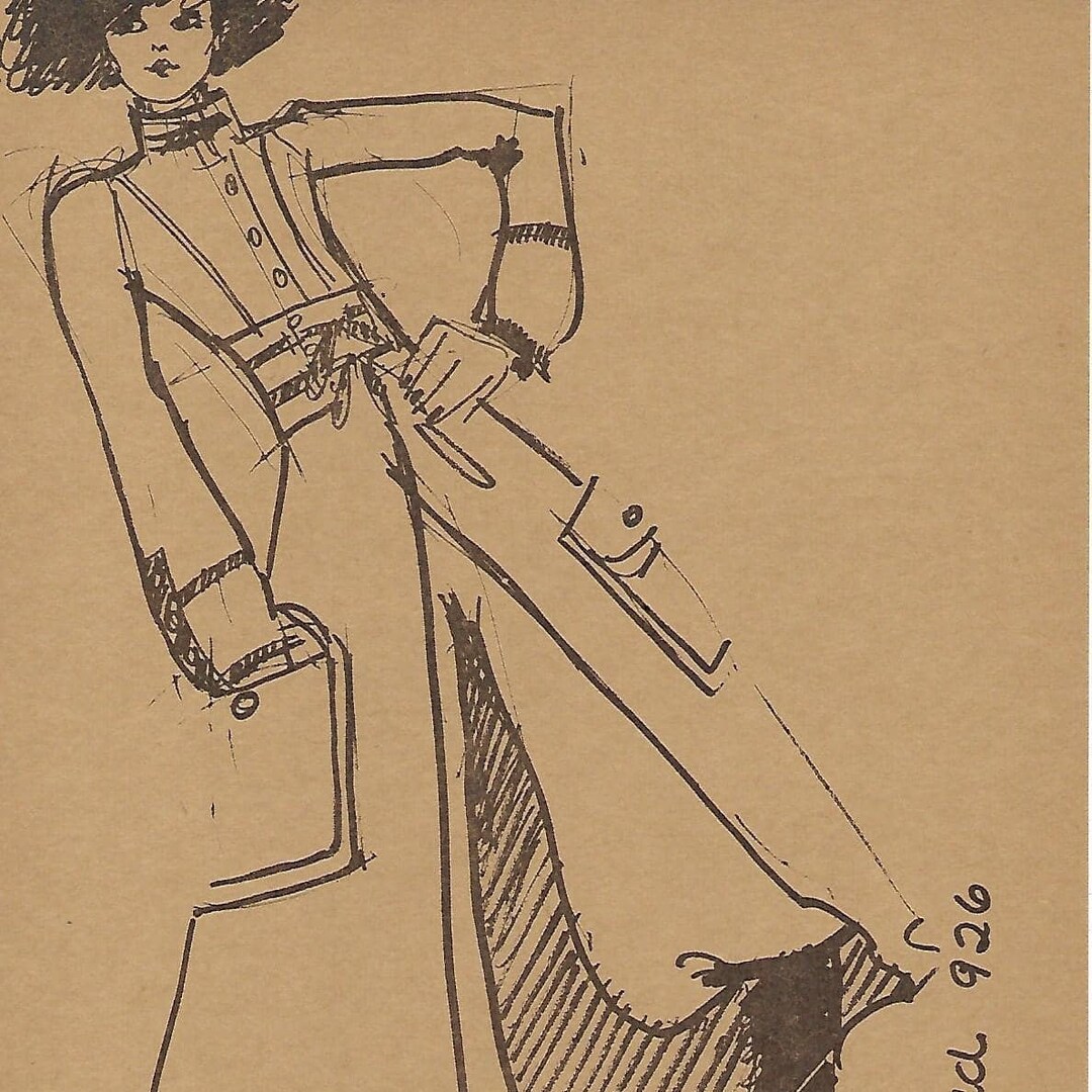 1970's Drawing Vintage Feraud Fashion Sketch Women 7.5x6 - Etsy