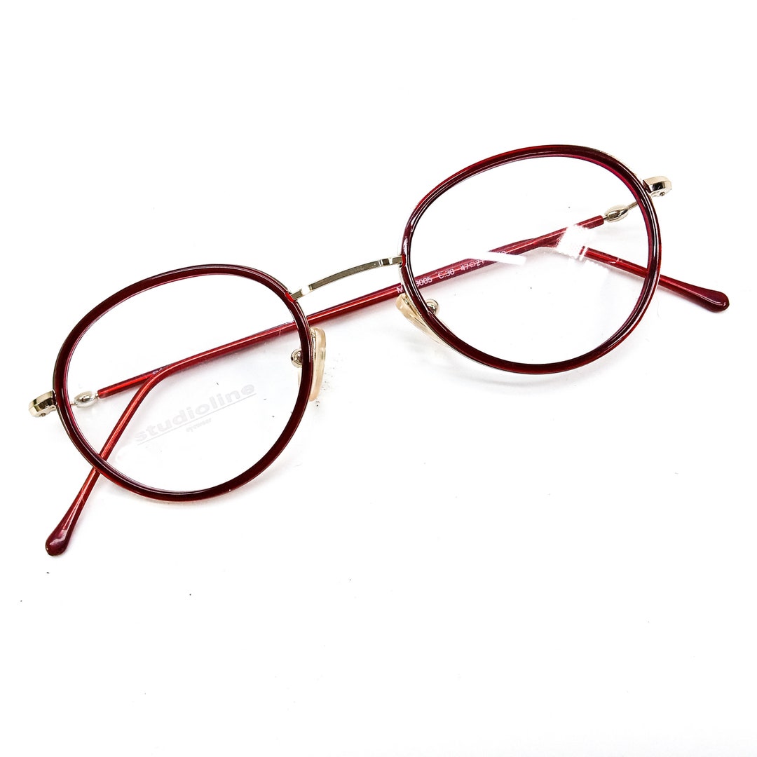 1990s Large Round Eyeglasses Red Rimmed Vintage Eye Glasses - Etsy