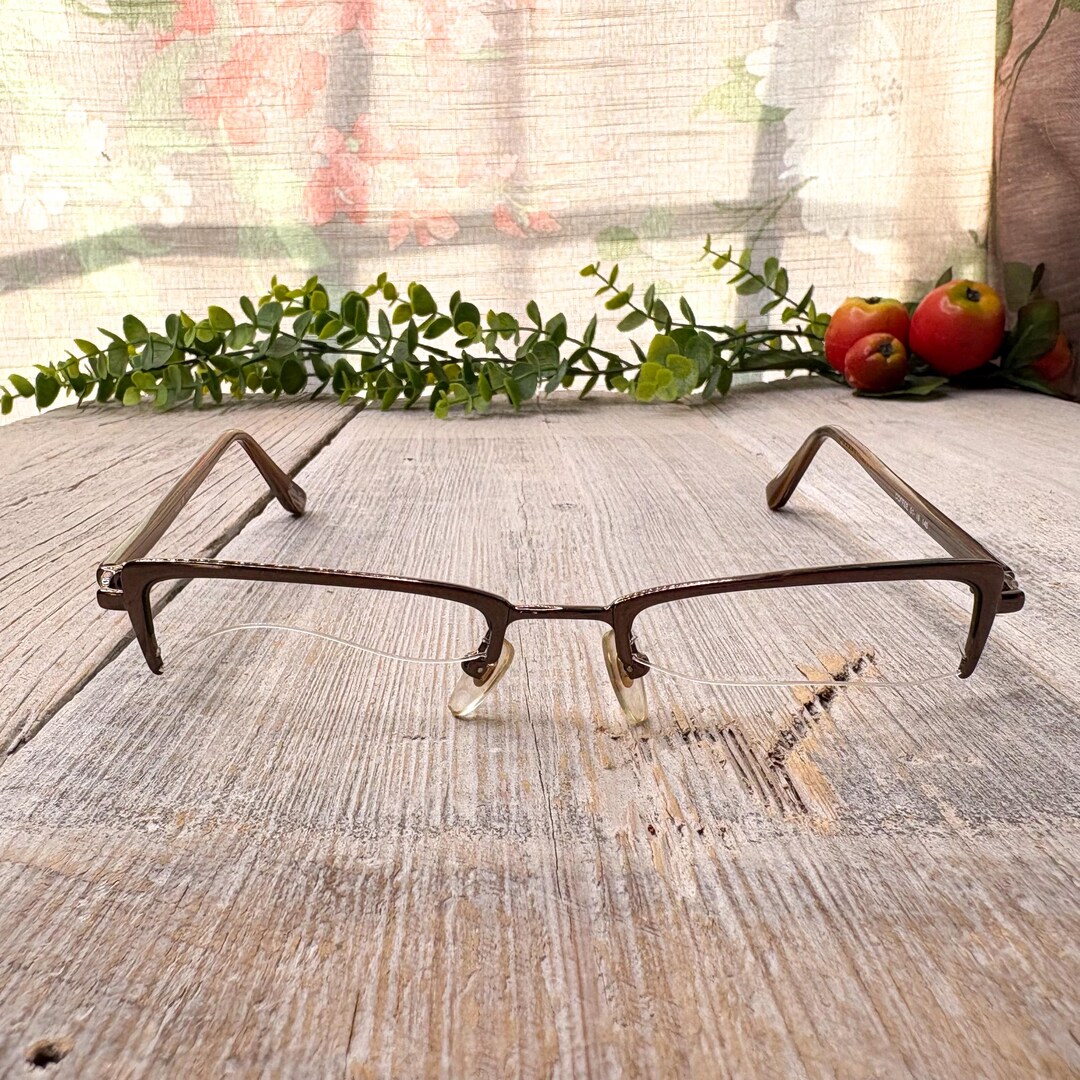 Copper Semi-rimless Eyeglass Frame Only Rectangle Glasses Unisex/men ...