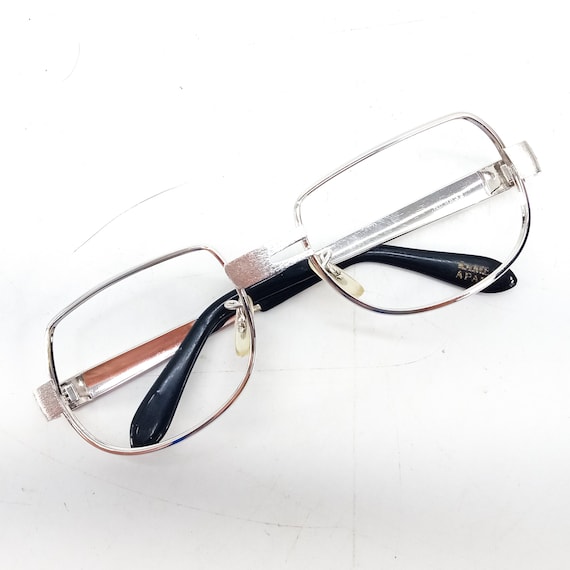 70s square eyeglasses vintage eye glasses brushed sil… - Gem