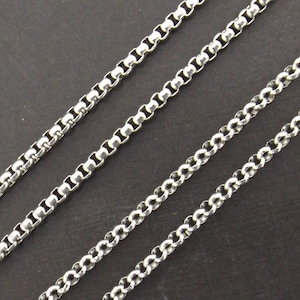 Unisex Stainless Steel Necklace Chain Round/square Link Chain Necklace ...