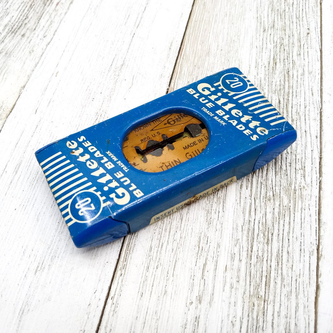Vintage Gillette Blue Blades Straight Razor Dispenser Holder - Etsy