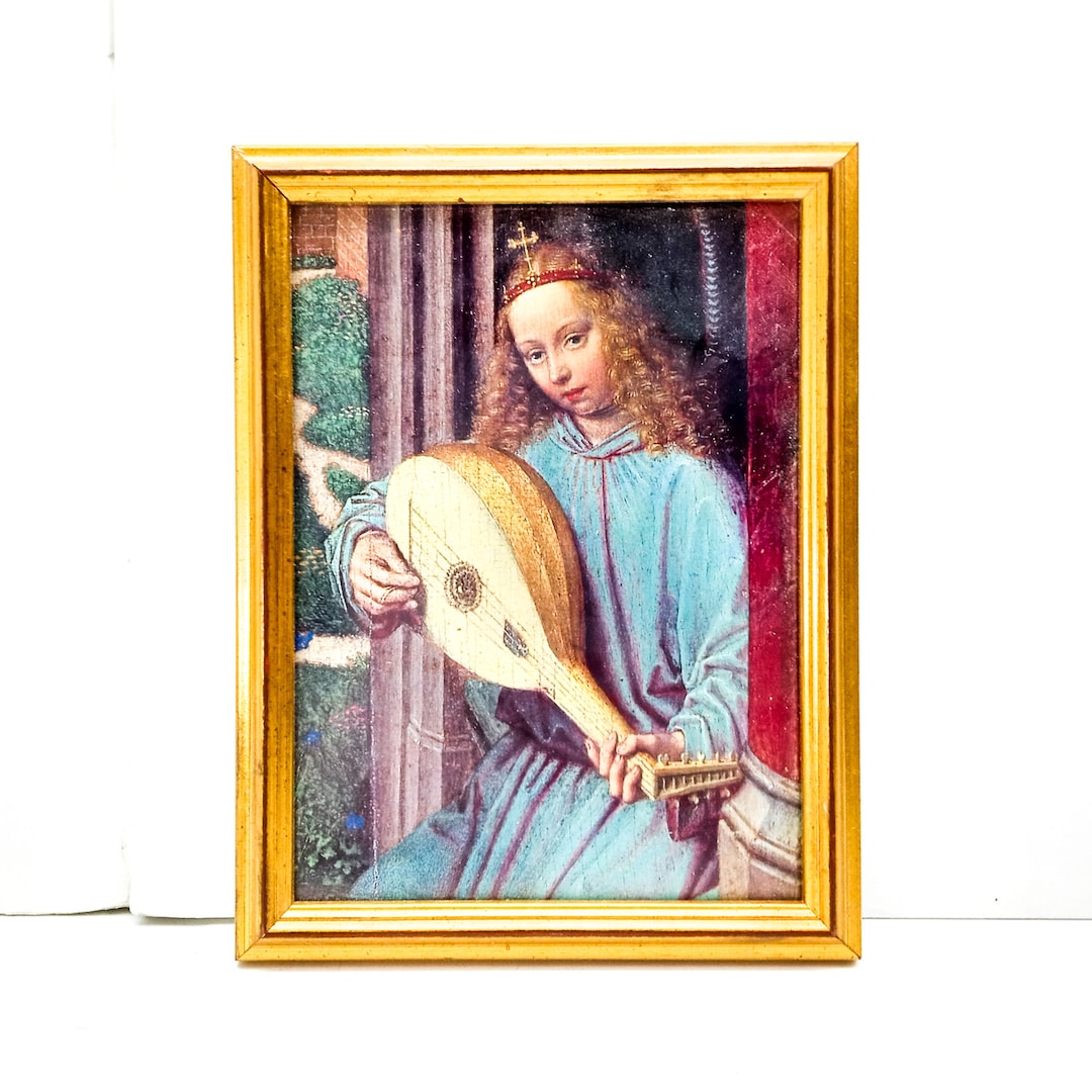 Vintage Angel Playing Lute Framed Print Picture - Etsy