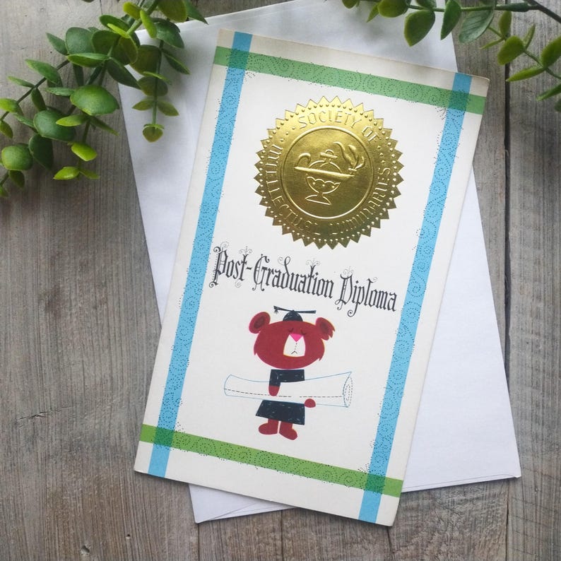 Vintage 1980s Graduation Diploma Card, Cute Novelty Greeting - Etsy UK