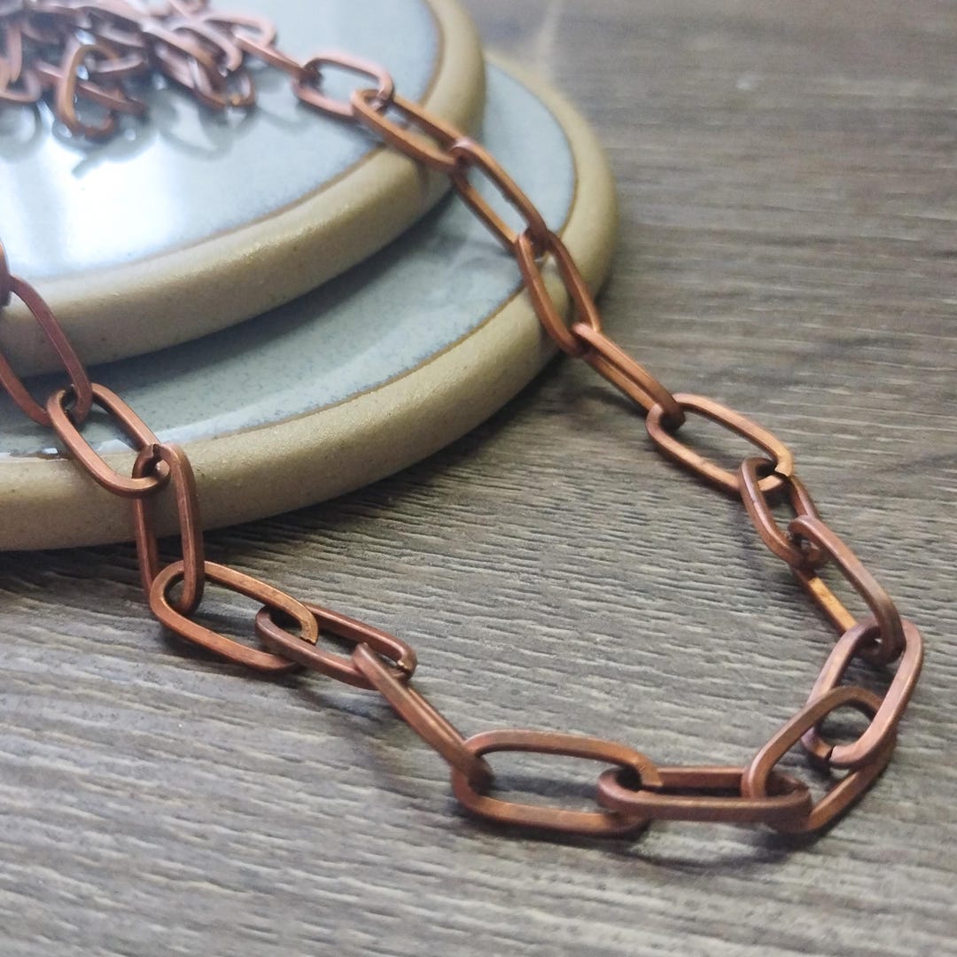 Chunky Copper Chain Link Necklace: Handmade Paperclip Style Choker - Etsy
