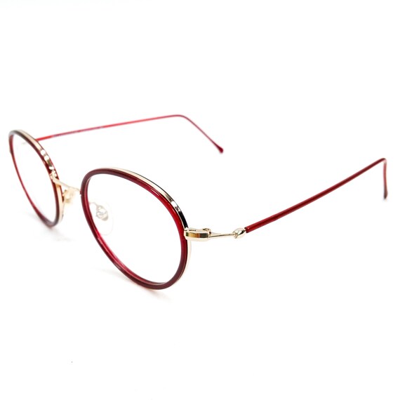 1990s large round eyeglasses red rimmed vintage eye g… - Gem