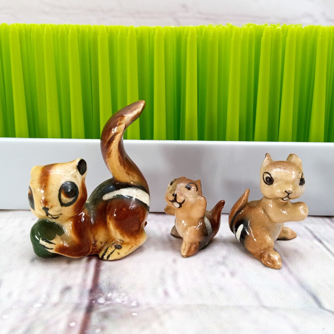 Vintage Miniature Chipmunk Figurine Set 3pc Made in Japan - Etsy