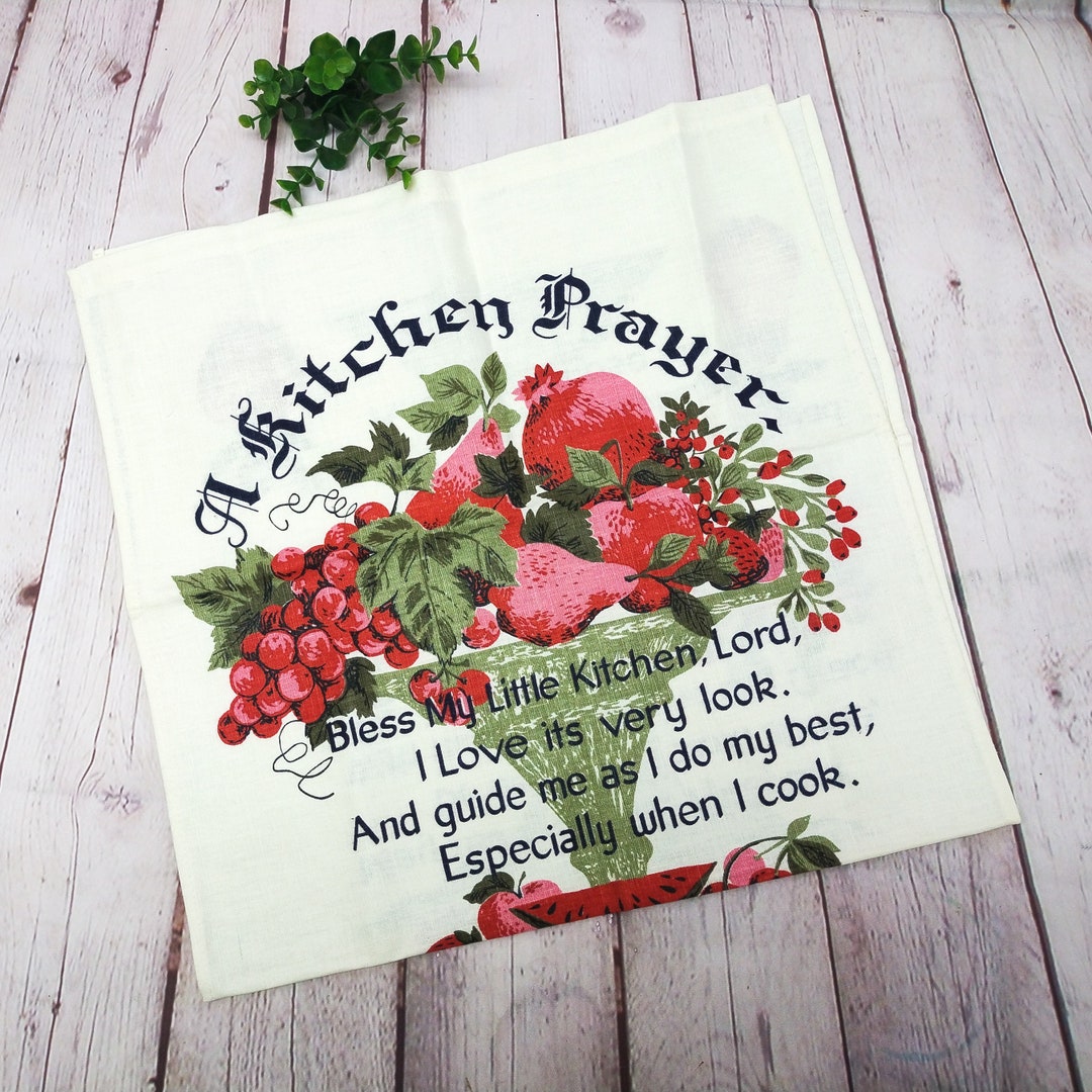 NOS Vintage Linen Towel A Kitchen Prayer, Kitchen Blessing, Decorative ...