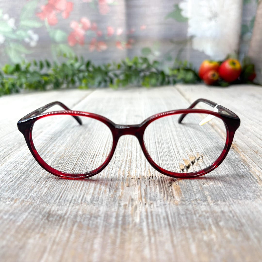 Vintage Clear Red Round Eyeglass Frames: Petite Fit, Deadstock Eyewear ...