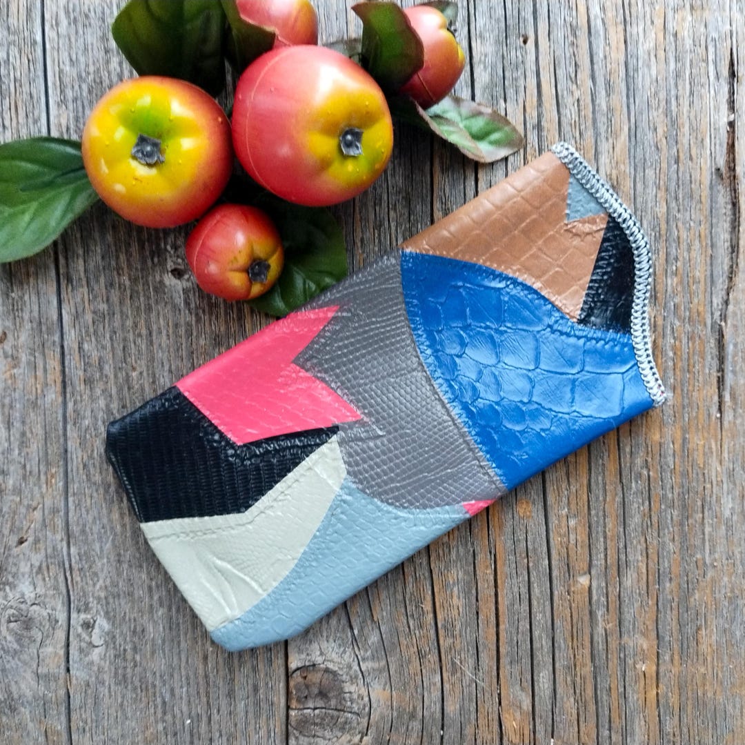 Faux Leather Patchwork Eyewear Case Eyeglasses Holder Sunglasses Sleeve ...