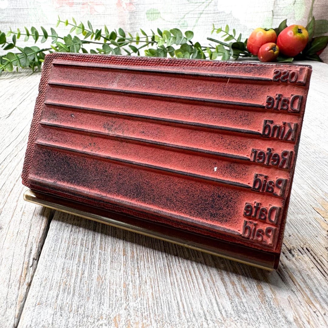 Vintage Wooden Handle Rubber Stamp: Loss, Date, Kind, Refer, Paid - Etsy
