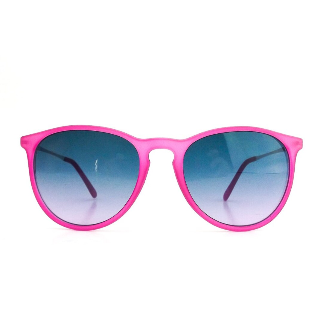 1990s Vintage Sunglasses Clear Hot Pink Sunglasses Blue Tinted Lenses ...