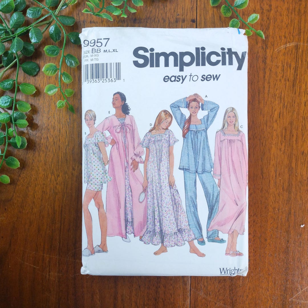Women's Nightgown, Pajamas, Robe Sewing Pattern Simplicity 9957 Vintage ...