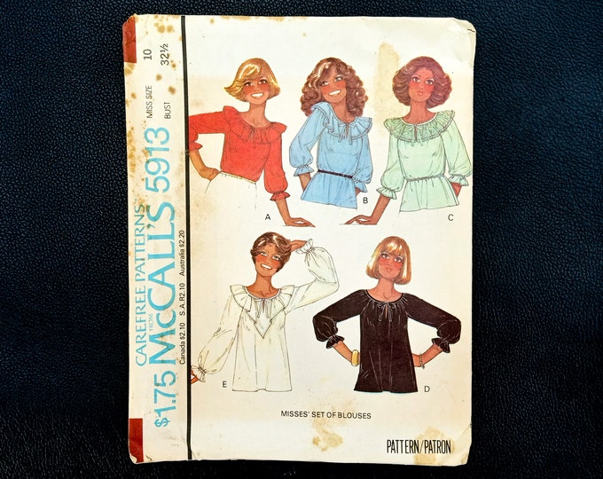 70s Vintage Womens Sewing Pattern Mccall's 5913 Miss Size 10 Bust 32 1/ ...