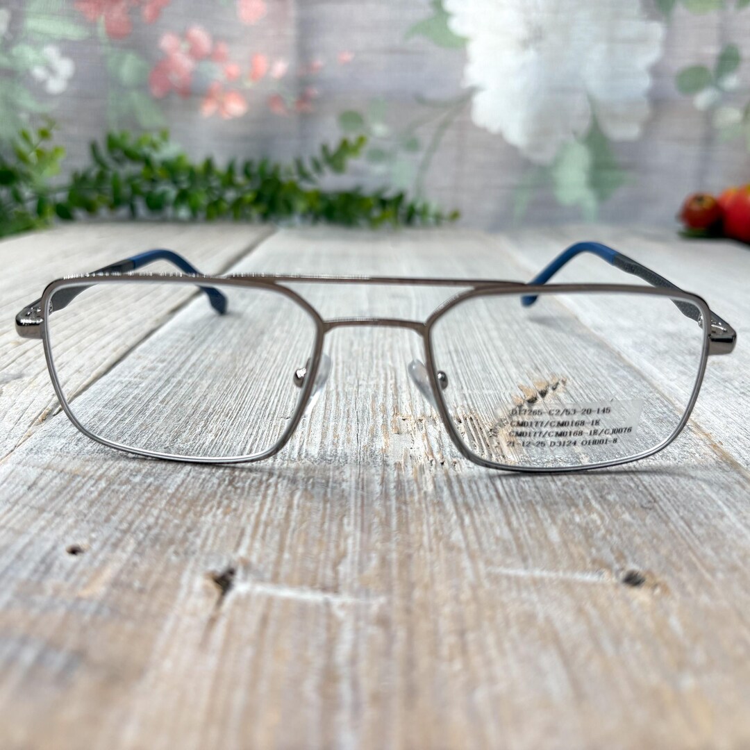 Vintage Double Bridge Aviator Eyeglasses: Square Metal Frames - Etsy