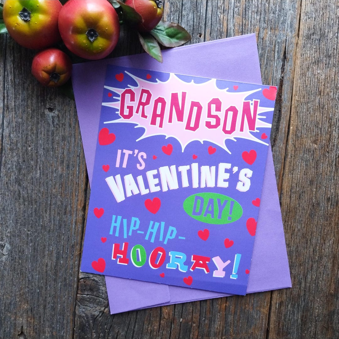 Grandson Valentine's Day Hallmark Greeting Card - Purple - Etsy