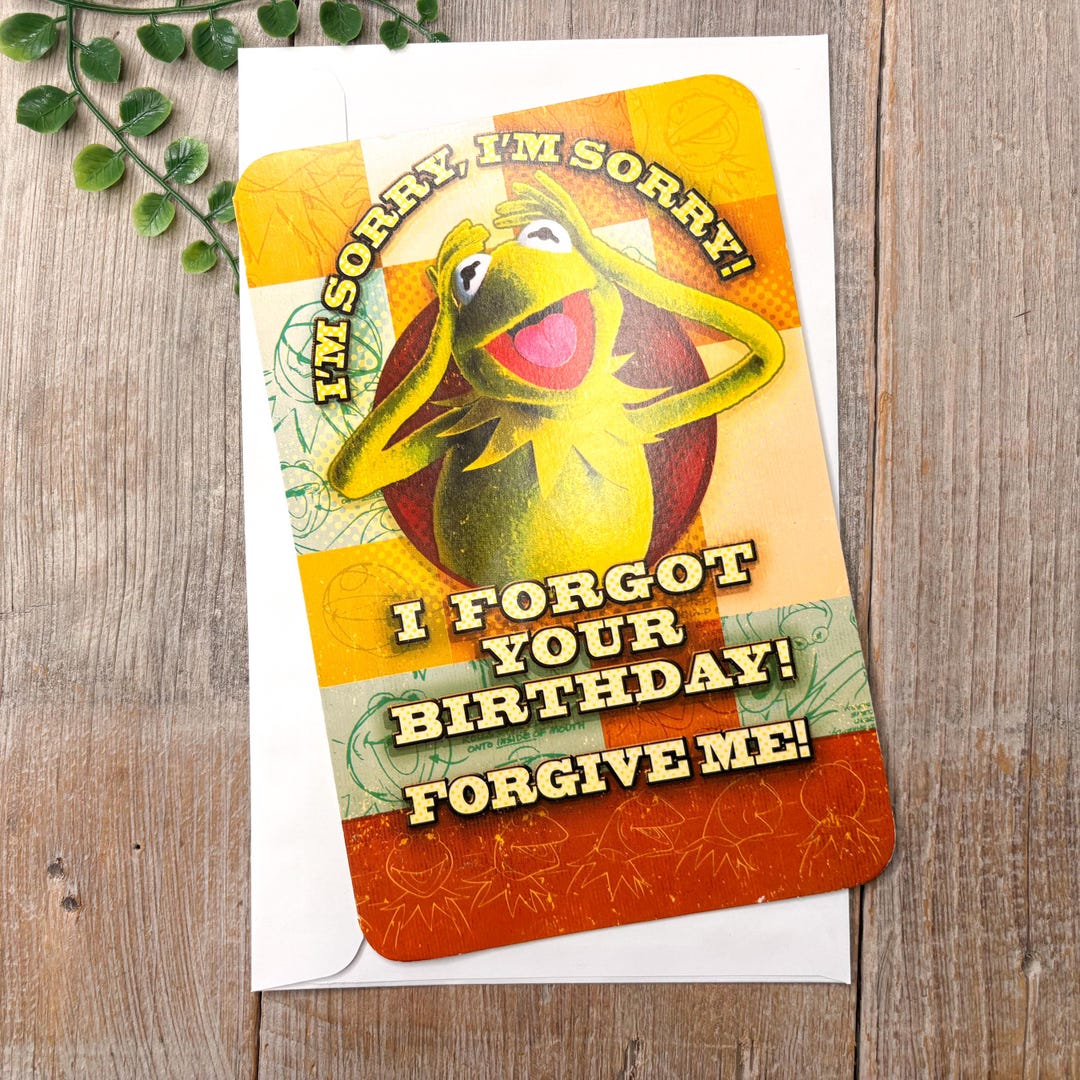 Belated Birthday Greeting Card Kermit the Frog Muppets Puppet Cute ...
