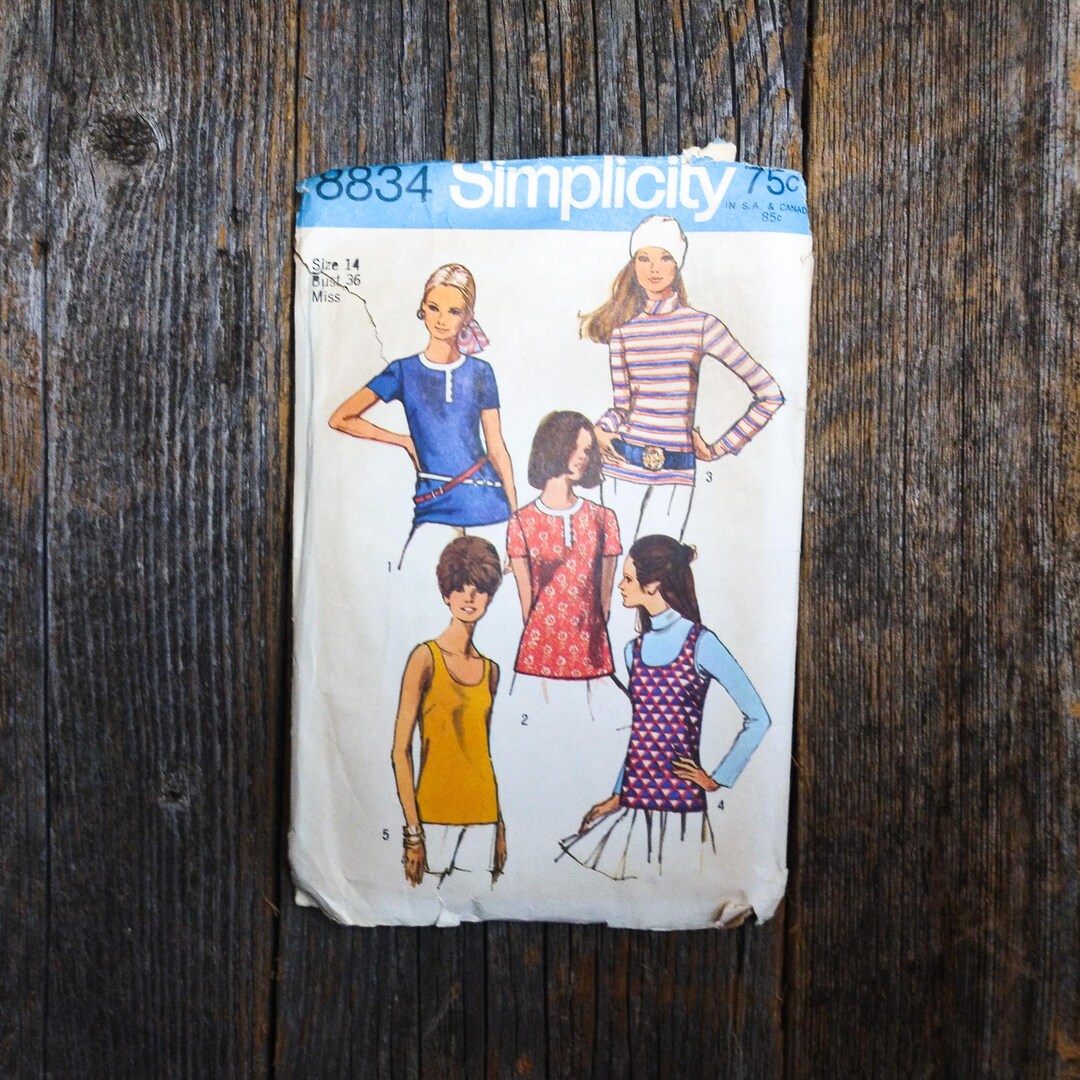 70s Simplicity 8834 Sewing Pattern: Blouse & Tank Top - Etsy