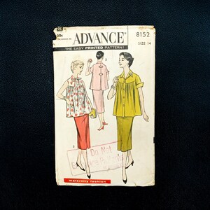 40s Vintage Advance Sewing Pattern 8152 Women Size 14, Maternity ...