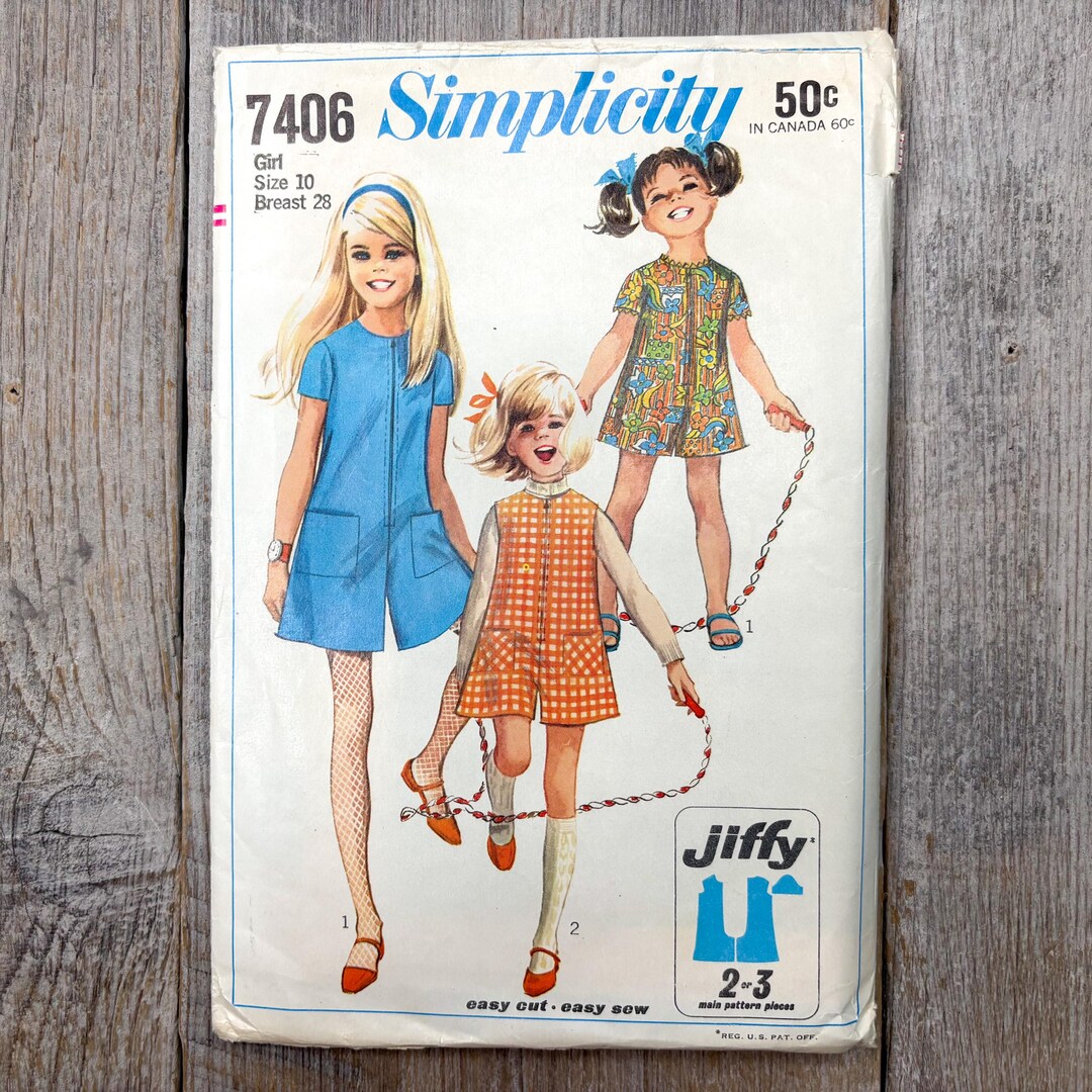 1967 Simplicity Sewing Pattern 7406 Easy Sew Girl/child Size 10 Breast ...