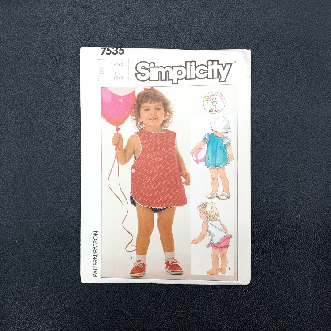 80s Vintage Toddler Sewing Pattern Simplicity 7535 Girls Size K 1-2-3 ...