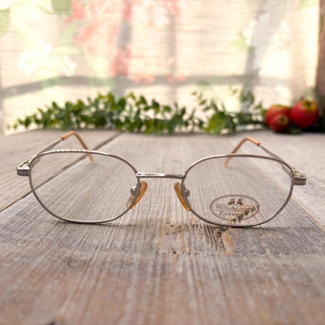 Silver Hexagon Eyeglass Frame Only Deadstock Vintage Glasses 1990s ...