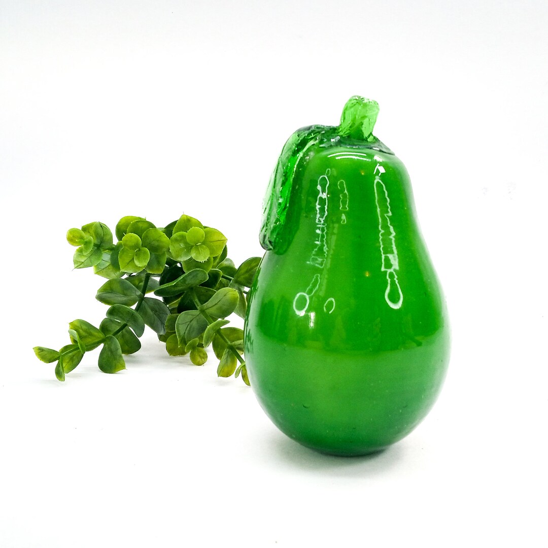 Green Glass Pear Murano Style Glass Fruit Vintage Home Decor - Etsy