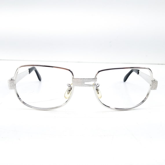 70s square eyeglasses vintage eye glasses brushed sil… - Gem
