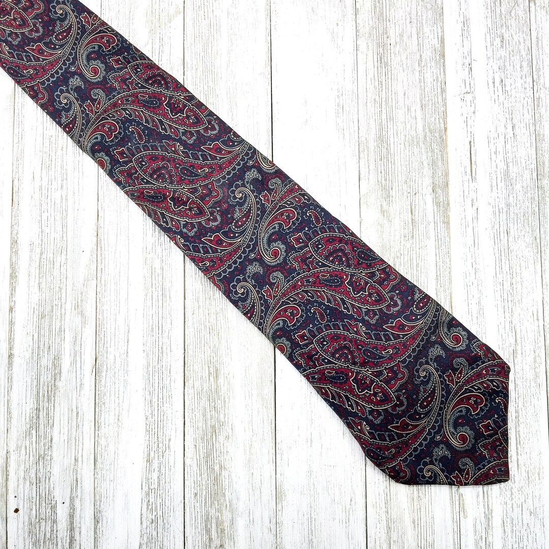 Vintage Necktie Maroon Paisley Tie Mens Accessories 58 - Etsy