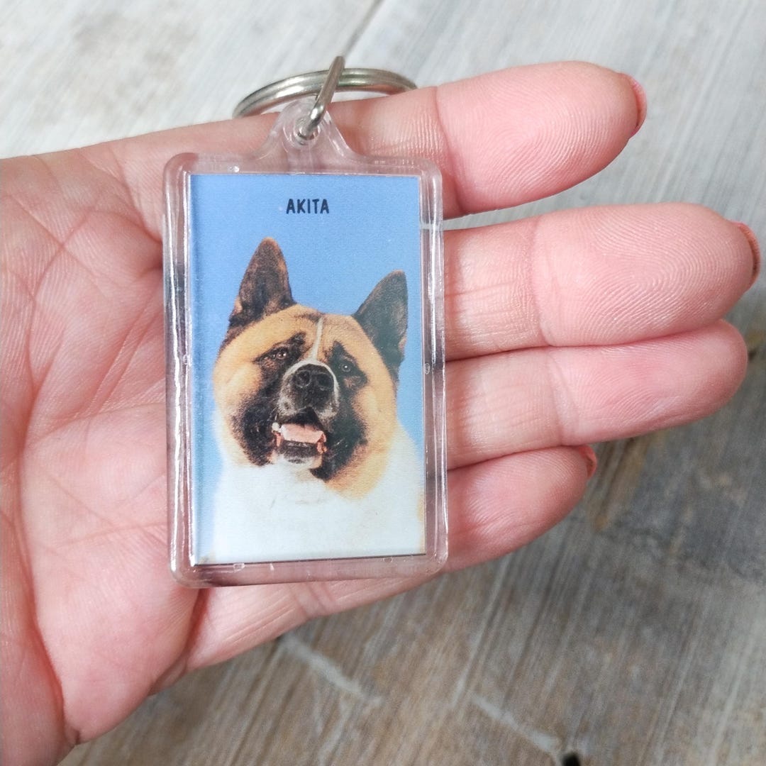 Vintage Akita Dog Keychain: 1980s Swibco Acrylic Key Fob - Etsy