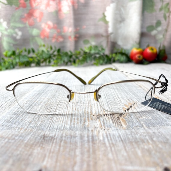 Semi-rimless bronze wire eyeglass frames only nos vin… - Gem