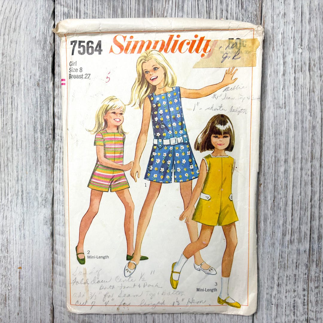 1960s Little Girls Pant-dress, Pant-jumper in 2-lengths Sewing Pattern ...