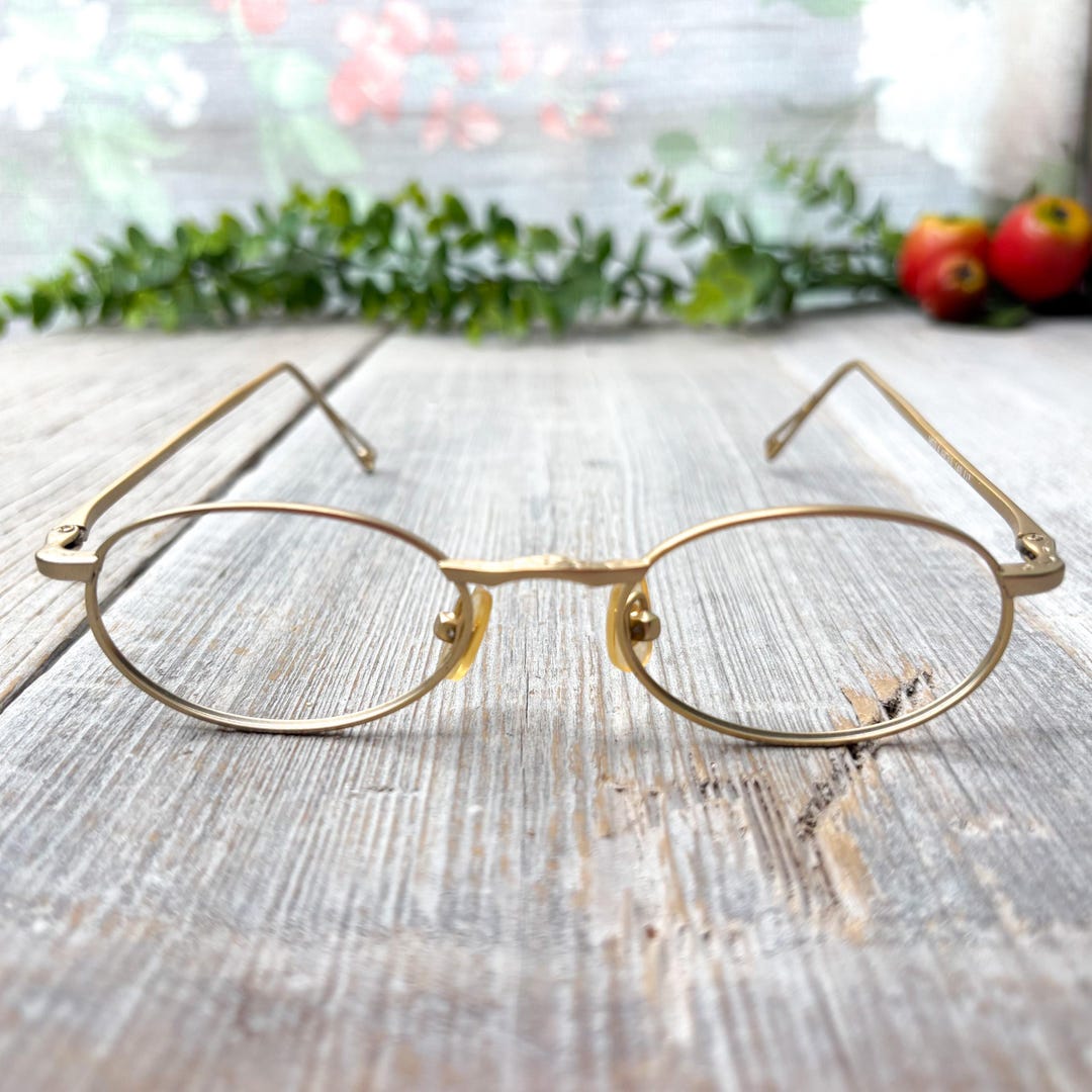 Light Gold Satin Finish Eyeglass Frames Only Oval Eyeglasses Deadstock ...