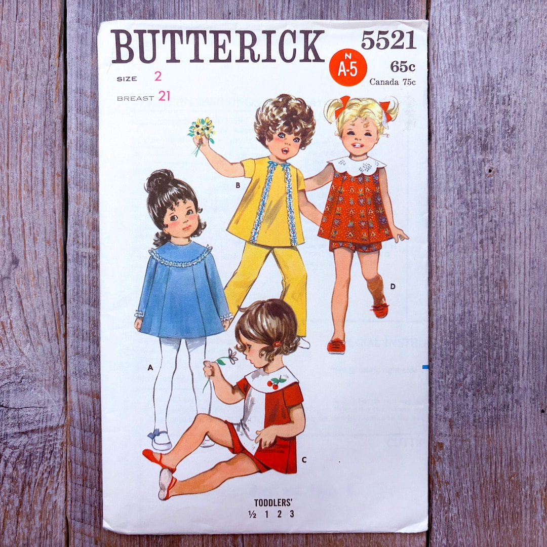 1940s Butterick Sewing Pattern 5521: Girl's A-line Dress, Pants Size 2 ...