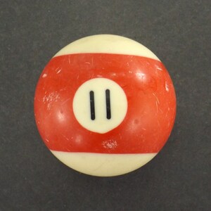 Vintage Pool Ball Number 11 Striped Red Single Billiard Ball Retro Home ...