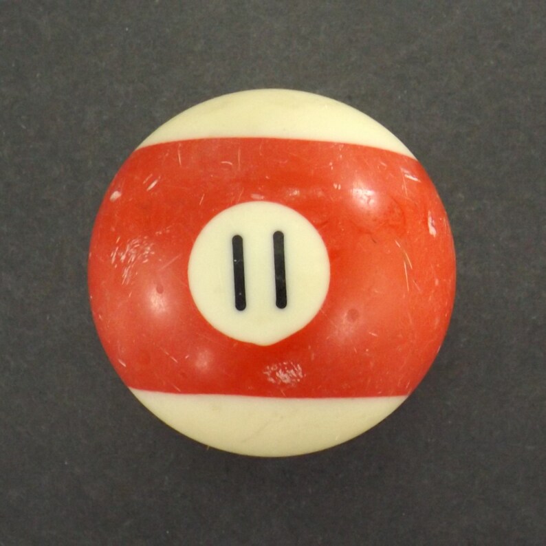 Vintage Pool Ball Number 11 Striped Red Single Billiard Ball - Etsy