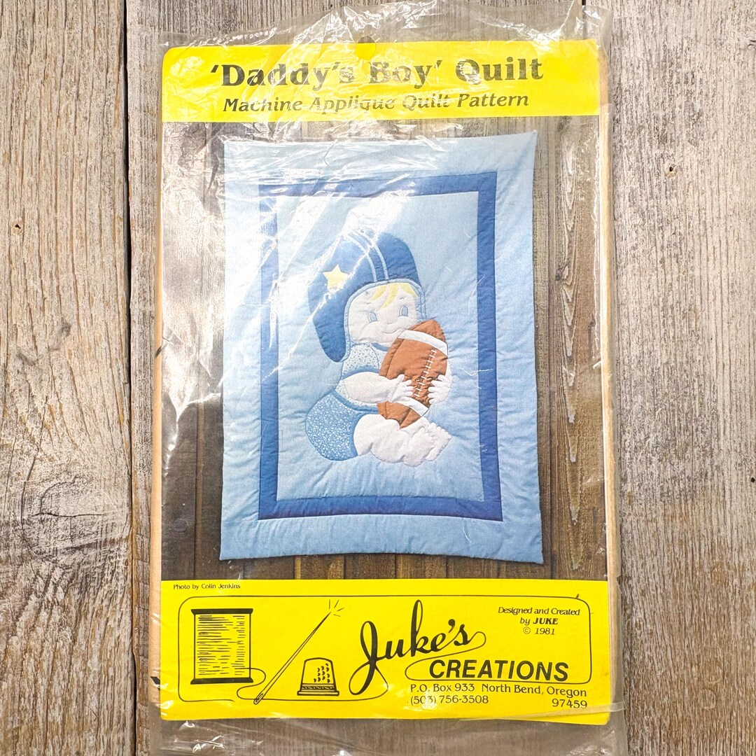 Quilted Wall Hanging Daddy's Boy Baby Quilt Nursery Decor Blue Football ...