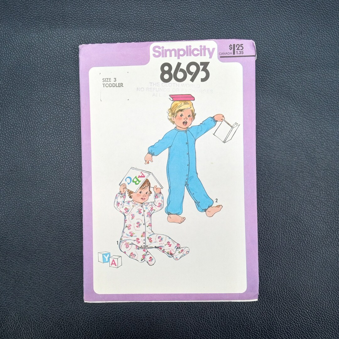 70s Vintage Sewing Pattern Simplicity 8693 Toddler Size 3 Onesie ...